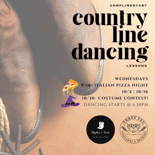 Country Line Dancing at Three Fox Vineyards & Brewery - Visit ...
